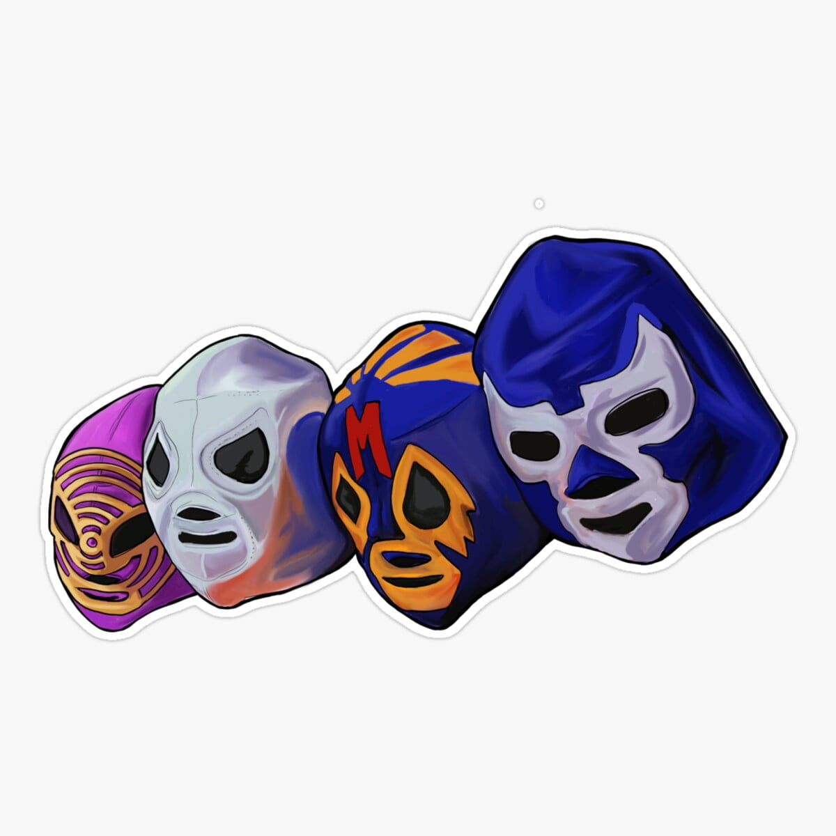 Maneki Luchador Wrestling Mask Sticker, Phone Decal Water Bottle ...