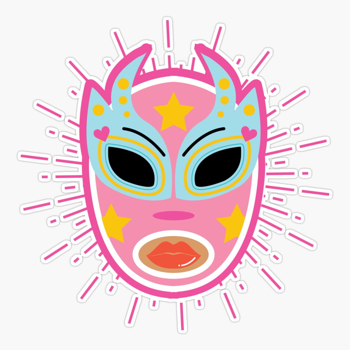 Maneki Luchadora Mask Sticker, Phone Decal Water Bottle Stickers Car ...