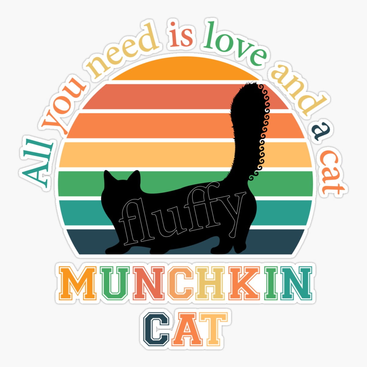 Maneki Luy Munchkin Cat (All You Need Is Love And A Cat) Sticker, Phone ...