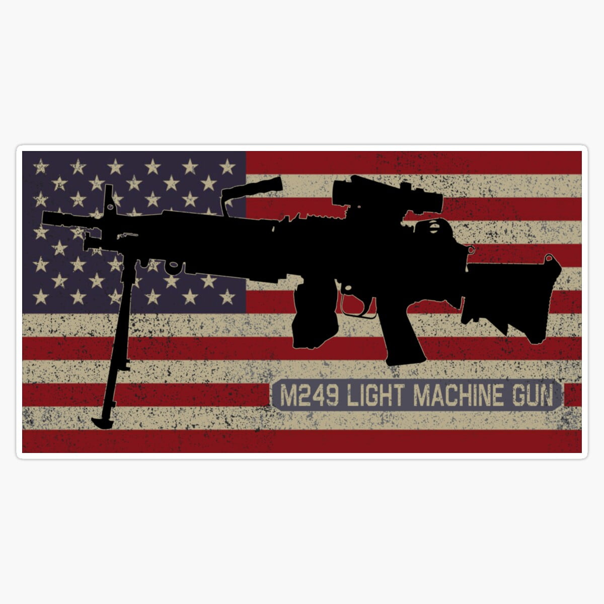 Maneki M249 Saw Light Machine American Flag Gift Er, Phone Decal Water Bottle Stickers Car ...
