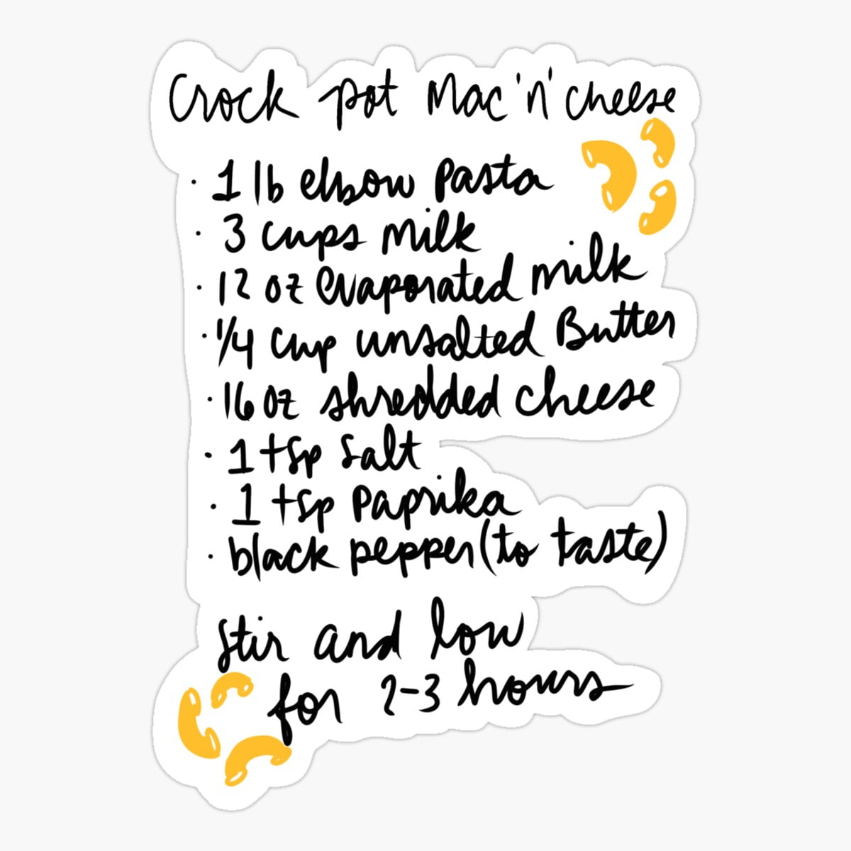 Maneki Mac N Cheese Recipe Sticker, Phone Decal Water Bottle Stickers ...