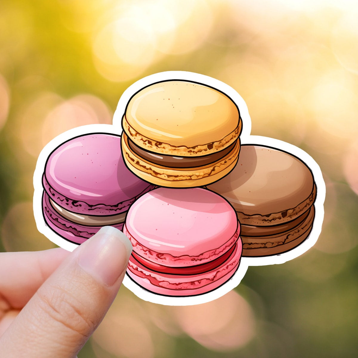 Maneki Macaroon Sticker Chocolate Vanilla Strawberry Dessert Sticker ...