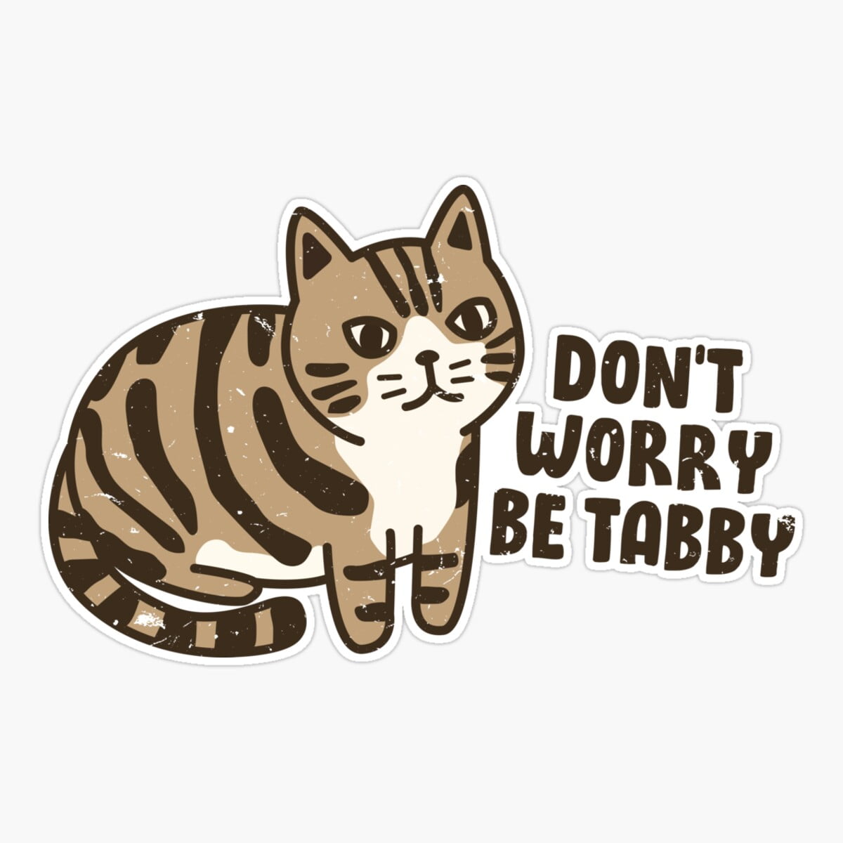 Maneki Mackerel Tabby Cat – Don’T Worry Be Tabby Sticker, Phone Decal ...