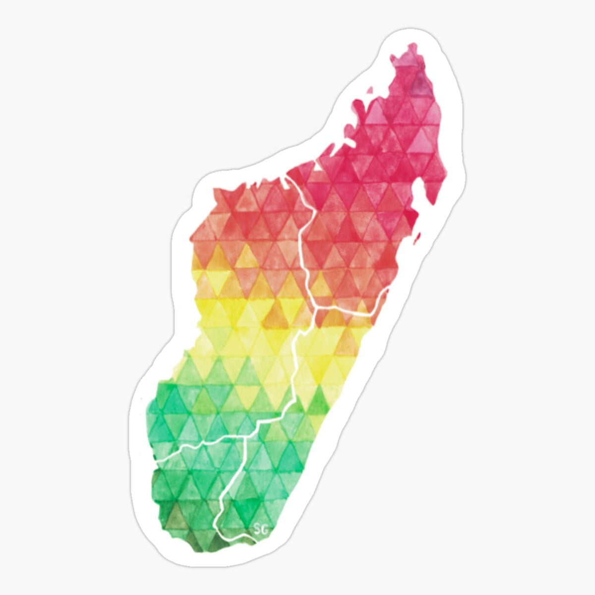 Maneki Madagascar Map Sticker Sticker, Phone Decal Water Bottle ...