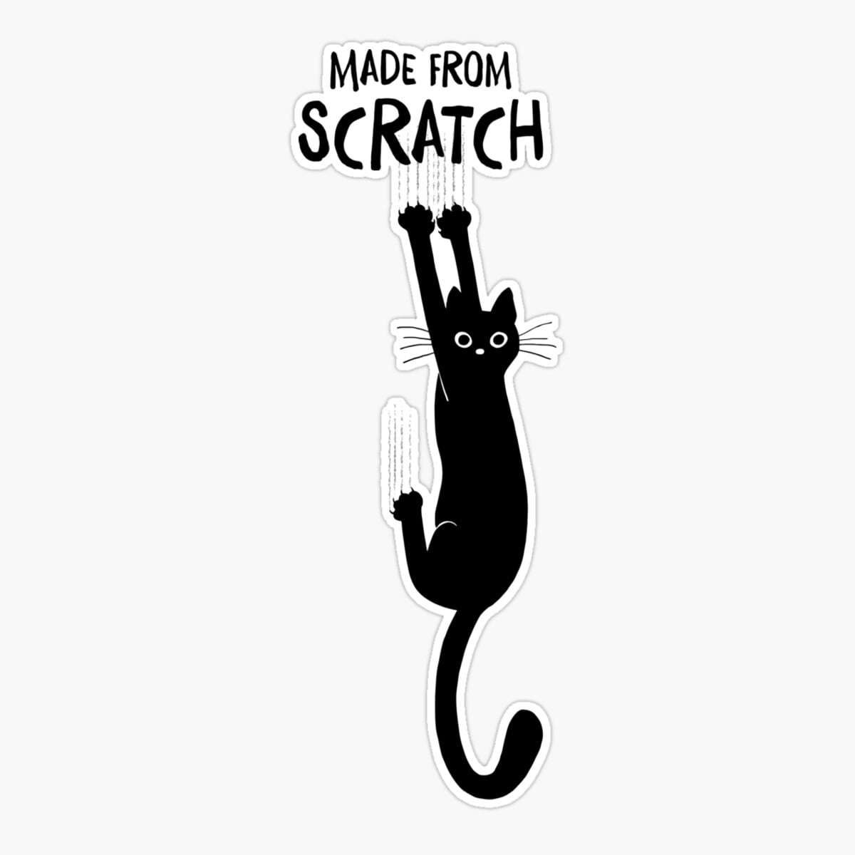 Maneki Made Rom Scratch | Unny Black Cat Hanging On Sticker, Phone ...