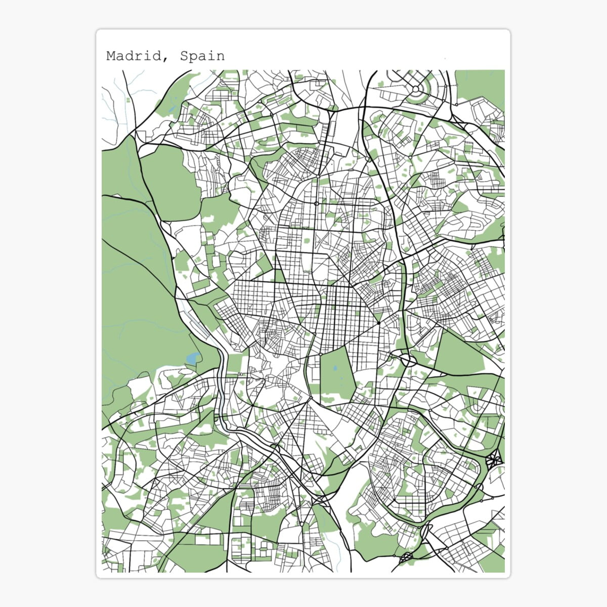 Maneki Madrid, Spain Map Sticker, Phone Decal Water Bottle Stickers Car ...