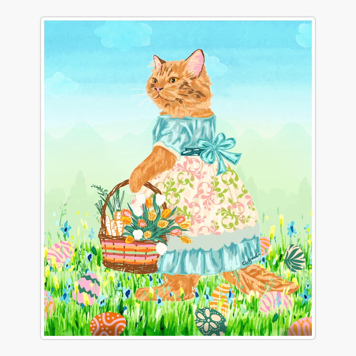 Maneki Magical Easter Cottagecore Cat Er, Phone Decal Water Bottle ...