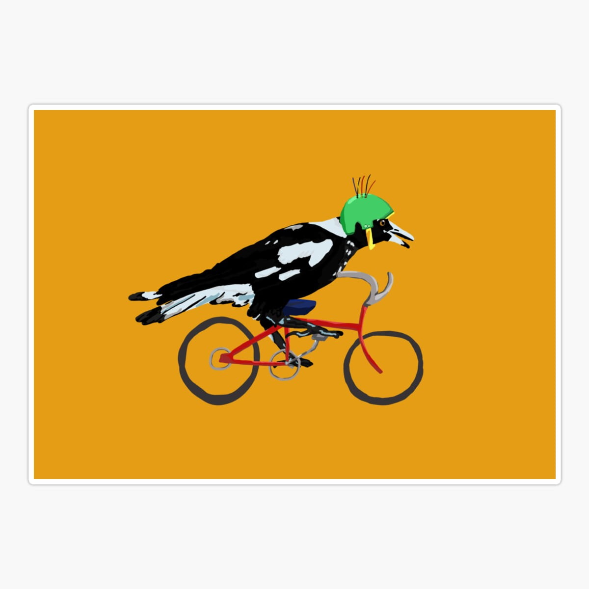 Maneki Magpie On Bike Swoop (In Orange) Sticker, Phone Decal Water Bottle Stickers Car Decals ...