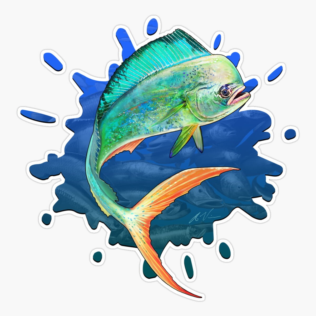 Maneki Mahi Mahi Many Ish Background Er, Phone Decal Water Bottle ...