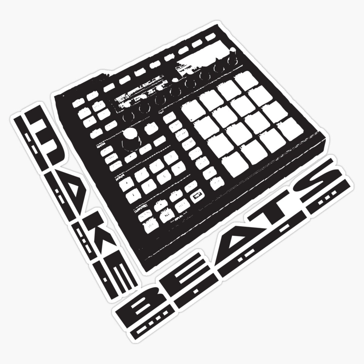 Maneki Make Beats Drum Machine Blacknwhite Print Er, Phone Decal Water ...