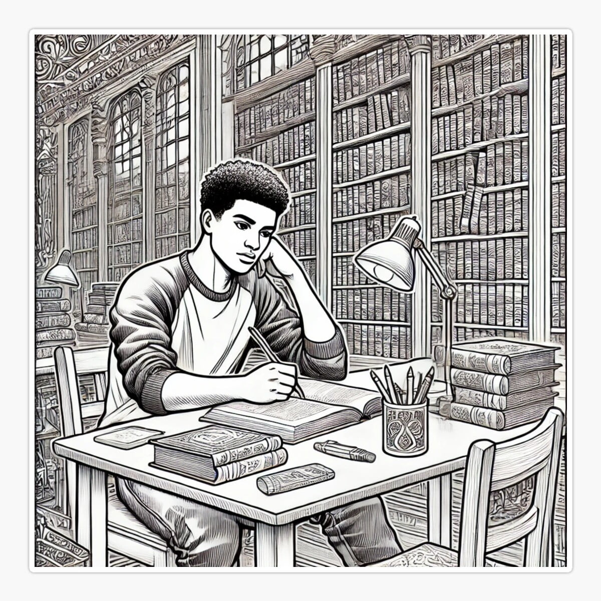 Maneki Make Studying At The Library Sticker, Phone Decal Water Bottle ...