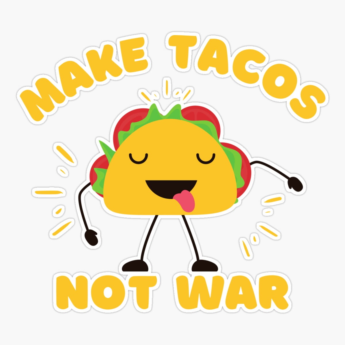 Maneki Make Tacos Not War Relax Kawaii Taco Sticker, Phone Decal Water ...