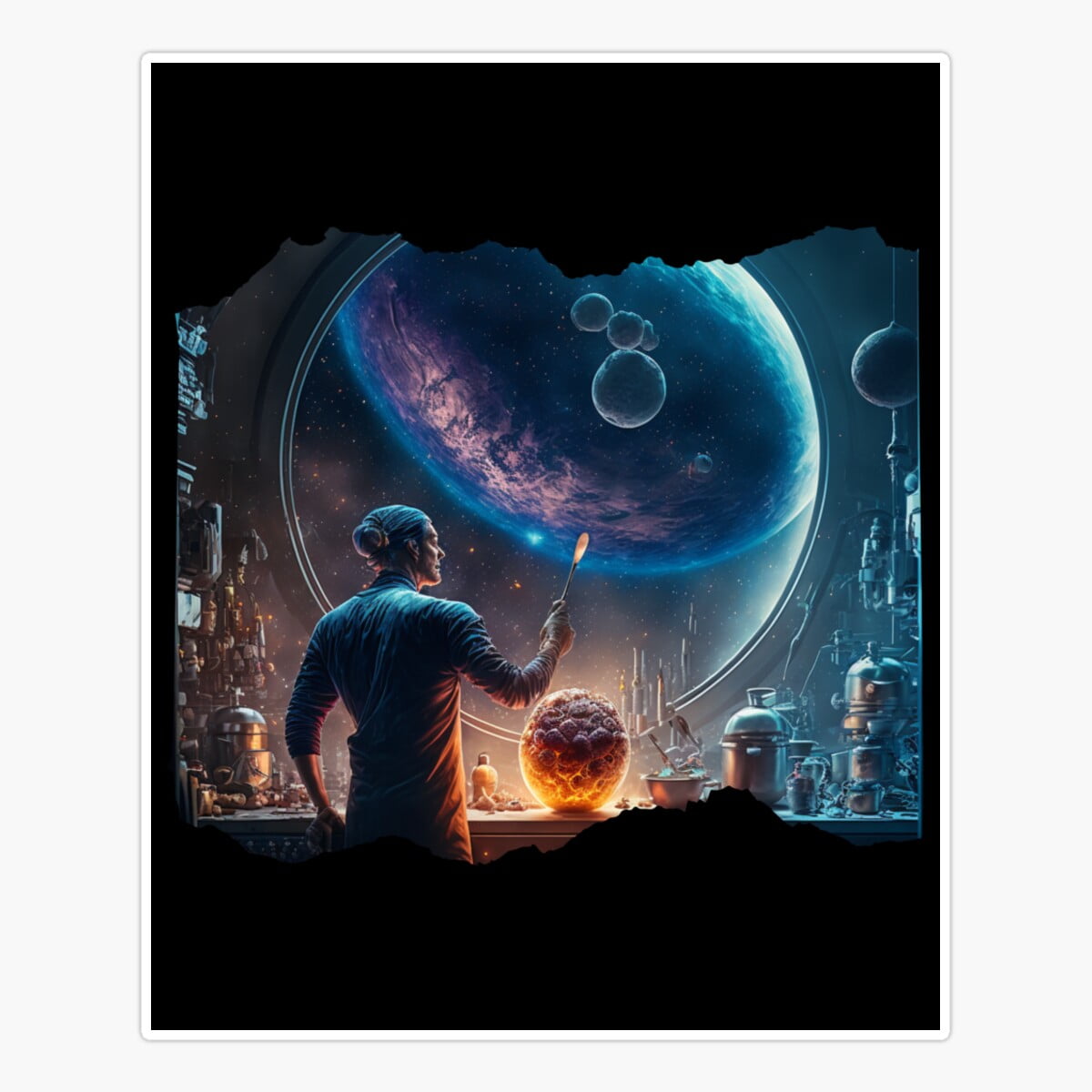 Maneki Making Interstellar Cuisine In Our Space Kitchen. Sticker, Phone ...