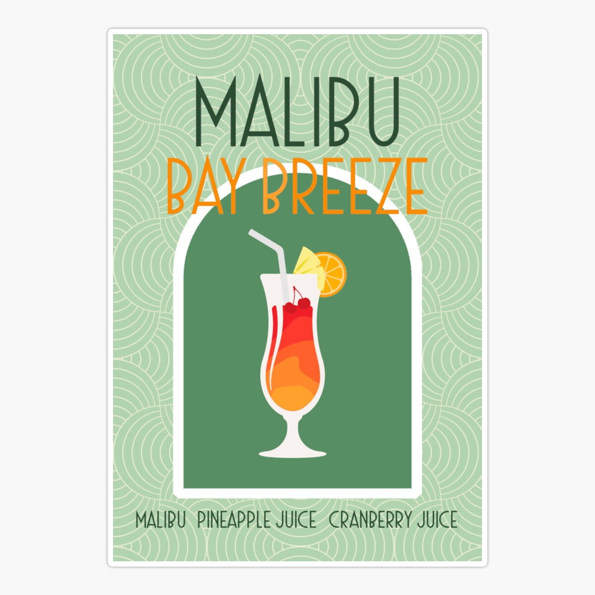 Maneki Malibu Bay Breeze Sticker, Phone Decal Water Bottle Stickers Car ...