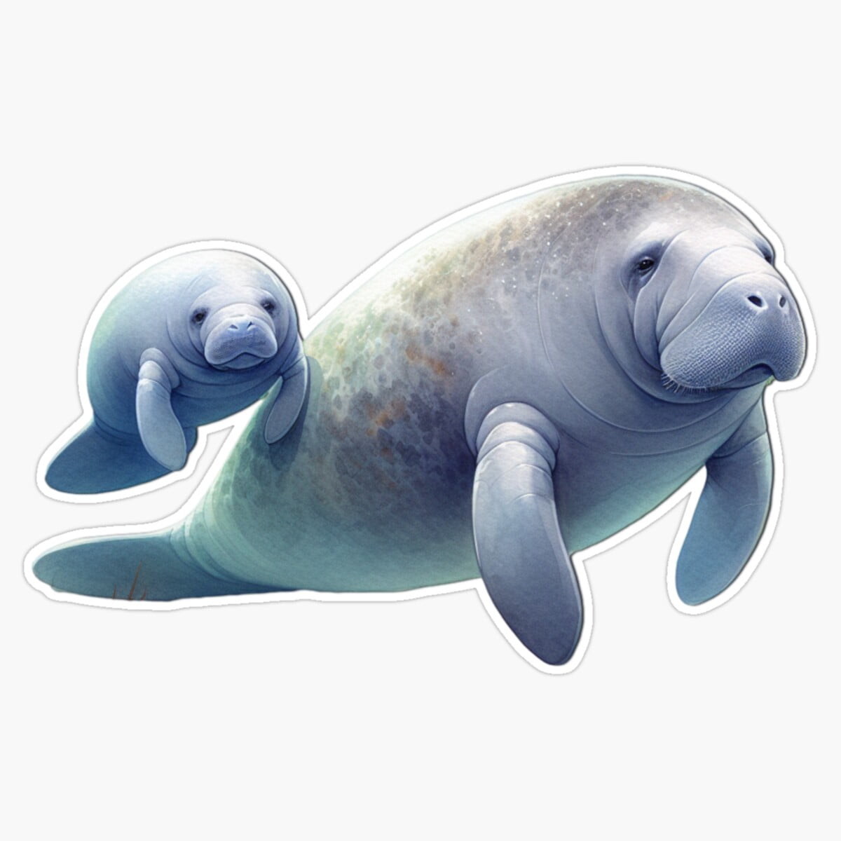 Maneki Mama & Baby Manatee Floaty Potatoes Er, Phone Decal Water Bottle ...