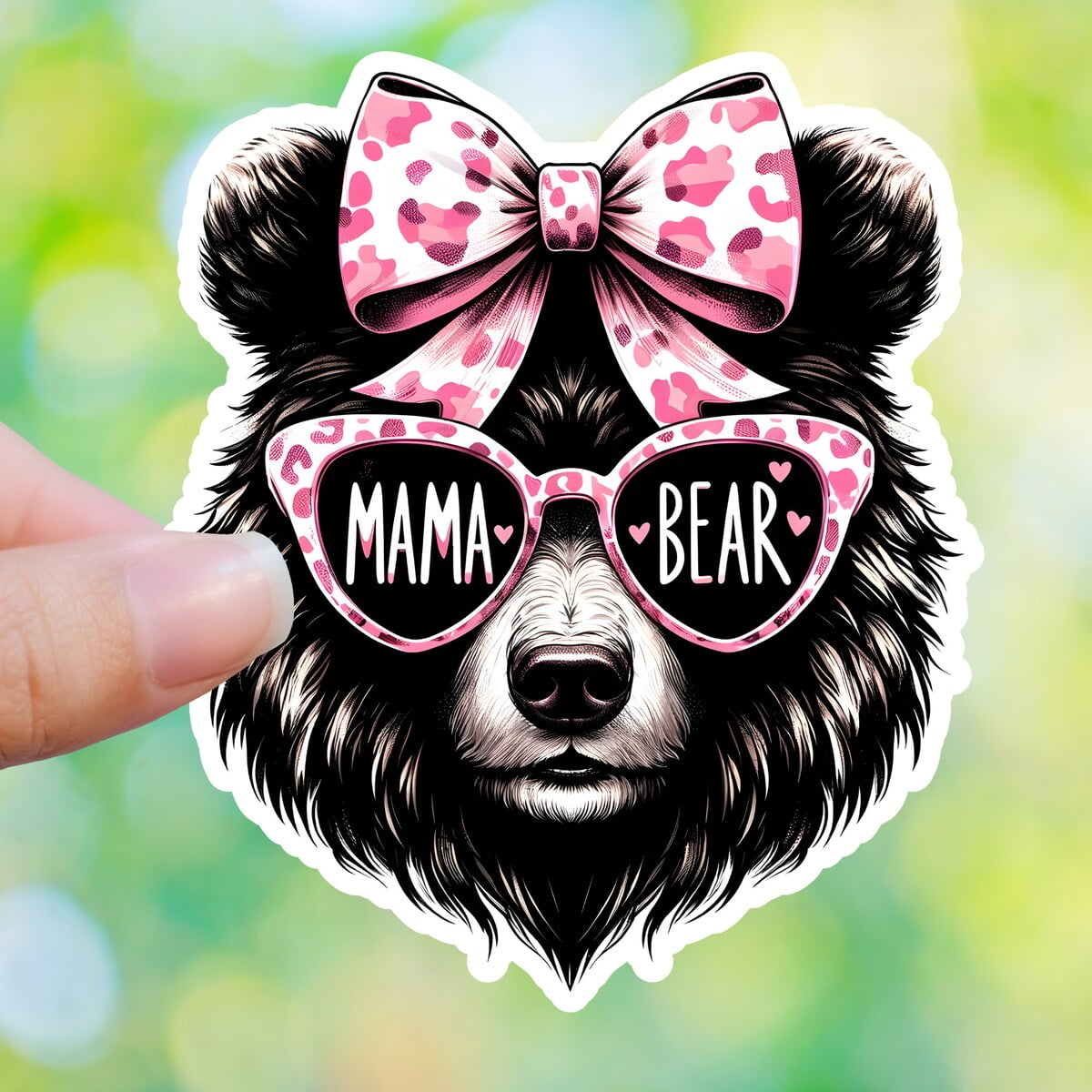 Maneki Mama Bear Sticker, Mothers Day Decal, Cute Mom Sticker, Girly ...