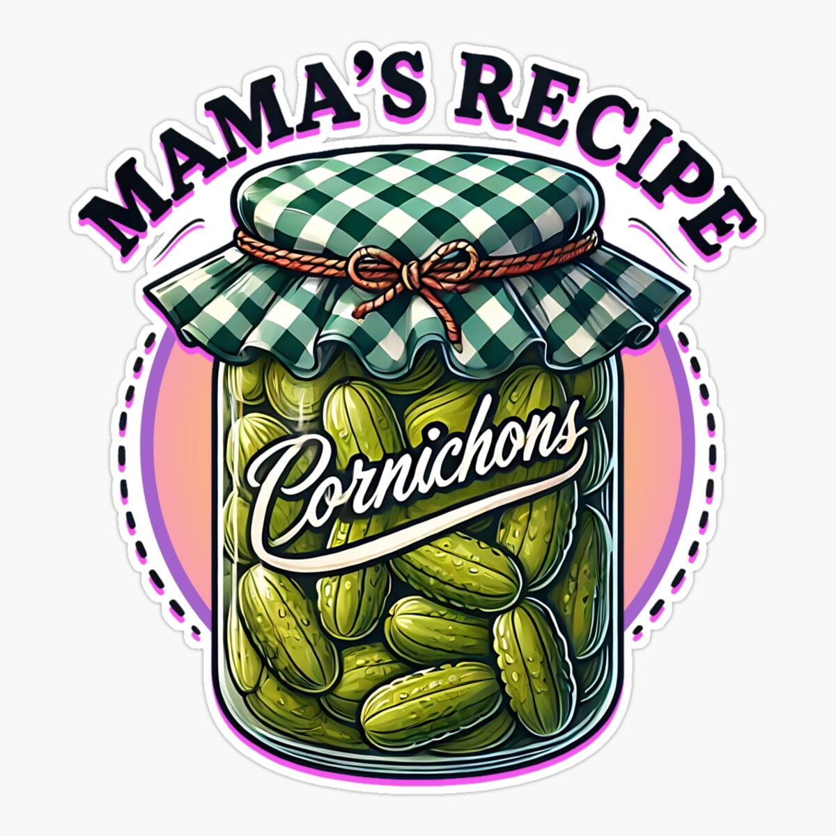 Maneki Mama’S Recipe Cornichons – Vintage Pickle Jar Design Sticker ...