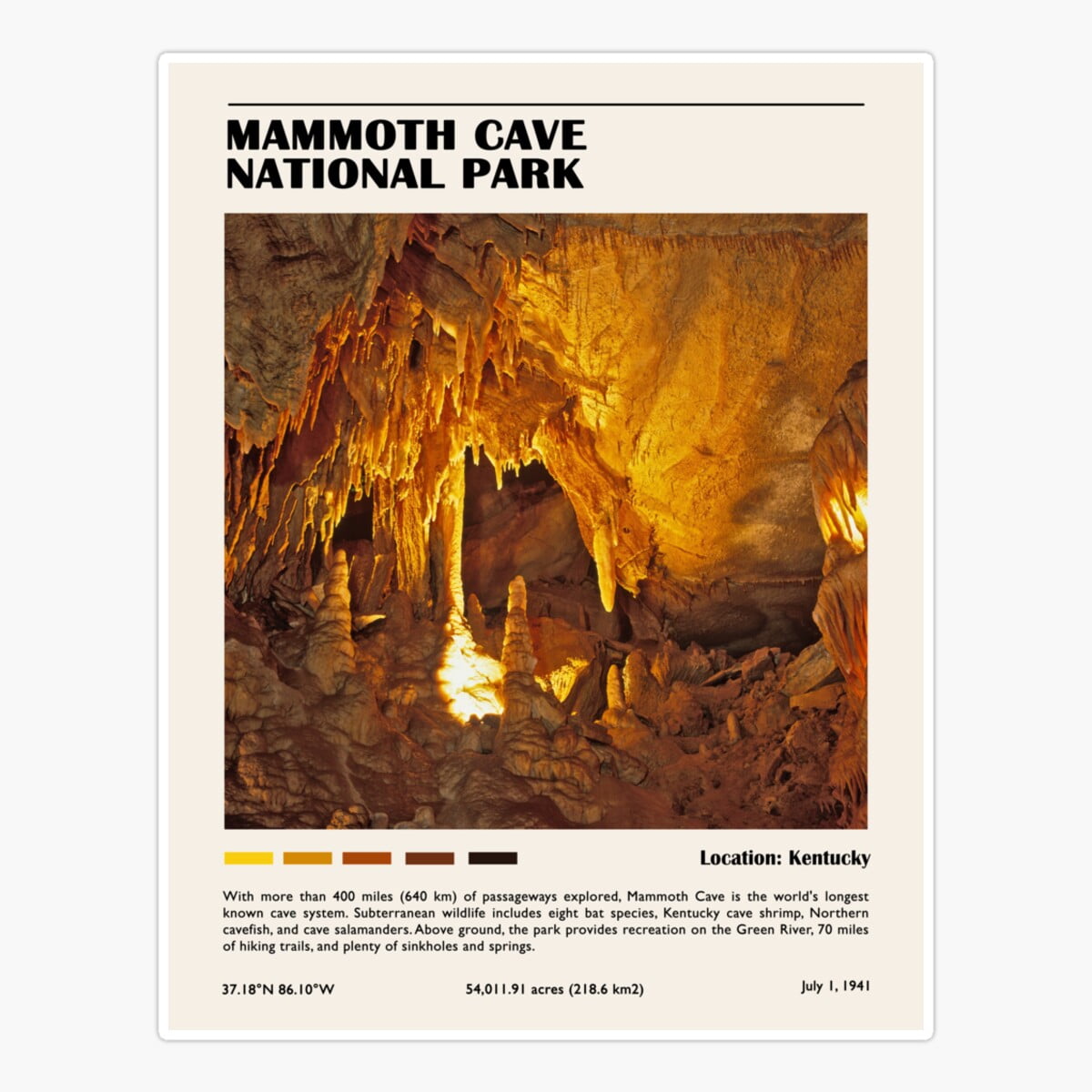 Maneki Mammoth Cave National Park Er, Phone Decal Water Bottle Stickers ...