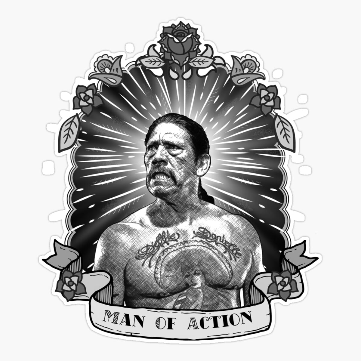 Maneki Man O Action - Danny Trejo Sticker, Phone Decal Water Bottle ...