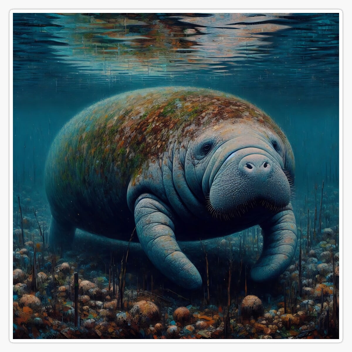 Maneki Manatee Art #22 | Manatee Lovers Er, Phone Decal Water Bottle ...