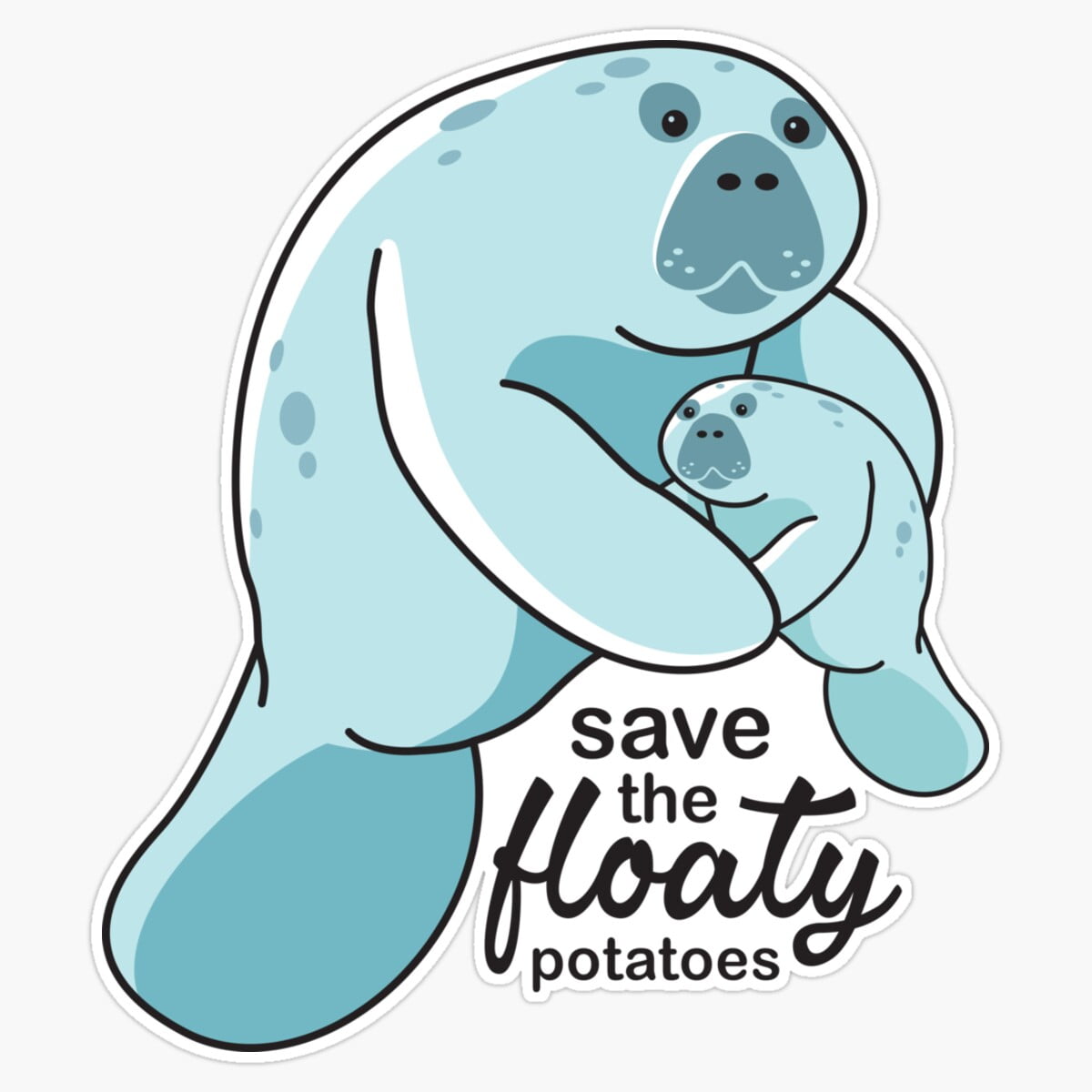 Maneki Manatee Floaty Potatoes Marine Life Protection Er, Phone Decal ...