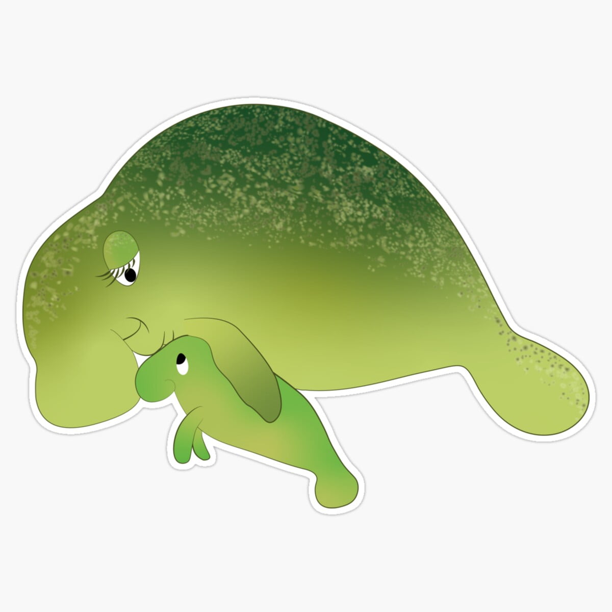 Maneki Manatee Mom With Baby Er, Phone Decal Water Bottle Stickers Car ...