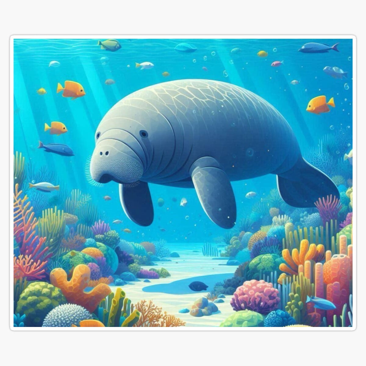 Maneki Manatee Ocean Life Er, Phone Decal Water Bottle Stickers Car ...