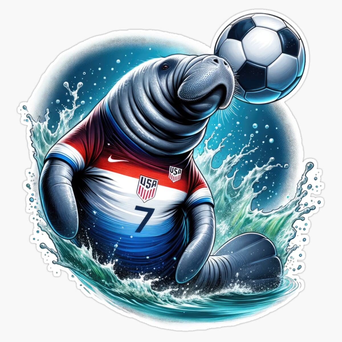 Maneki Manatee Playing Soccer For Team Usa: Unique Sea Life Design Er ...
