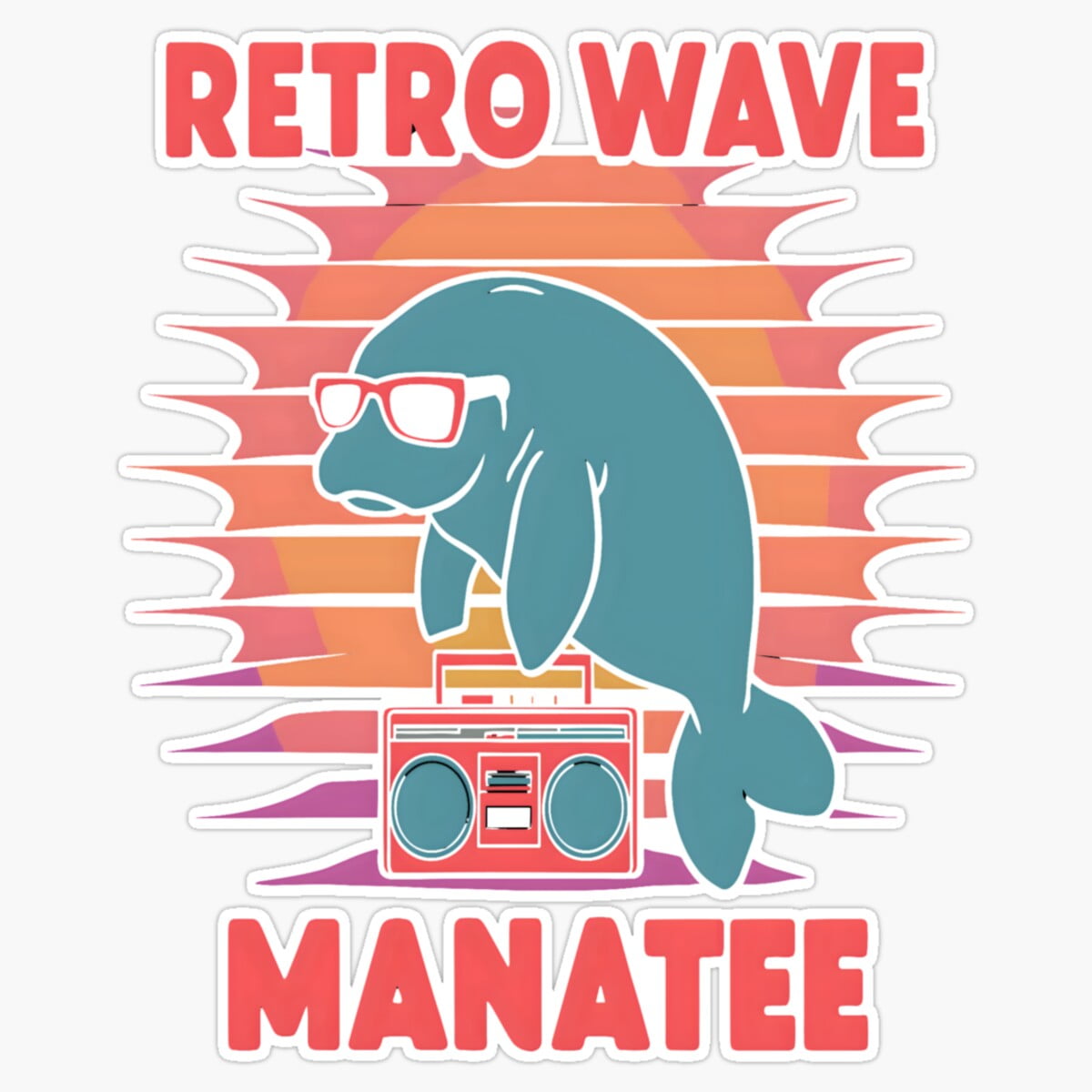 Maneki Manatee Retro Wave Er, Phone Decal Water Bottle Stickers Car ...