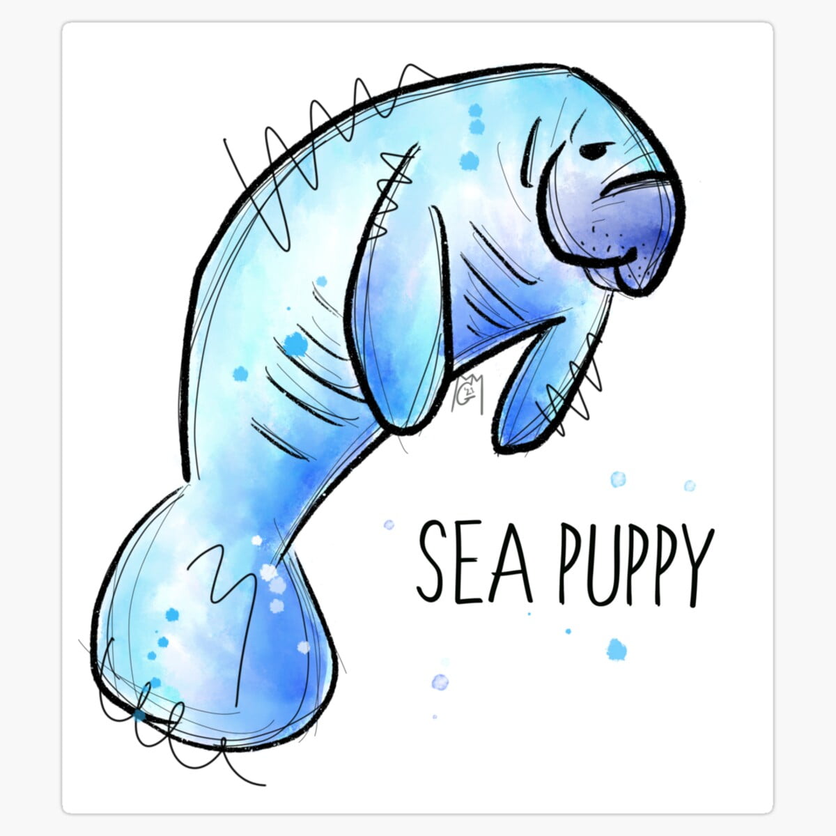 Maneki Manatee = Sea Puppy Er, Phone Decal Water Bottle Stickers Car ...