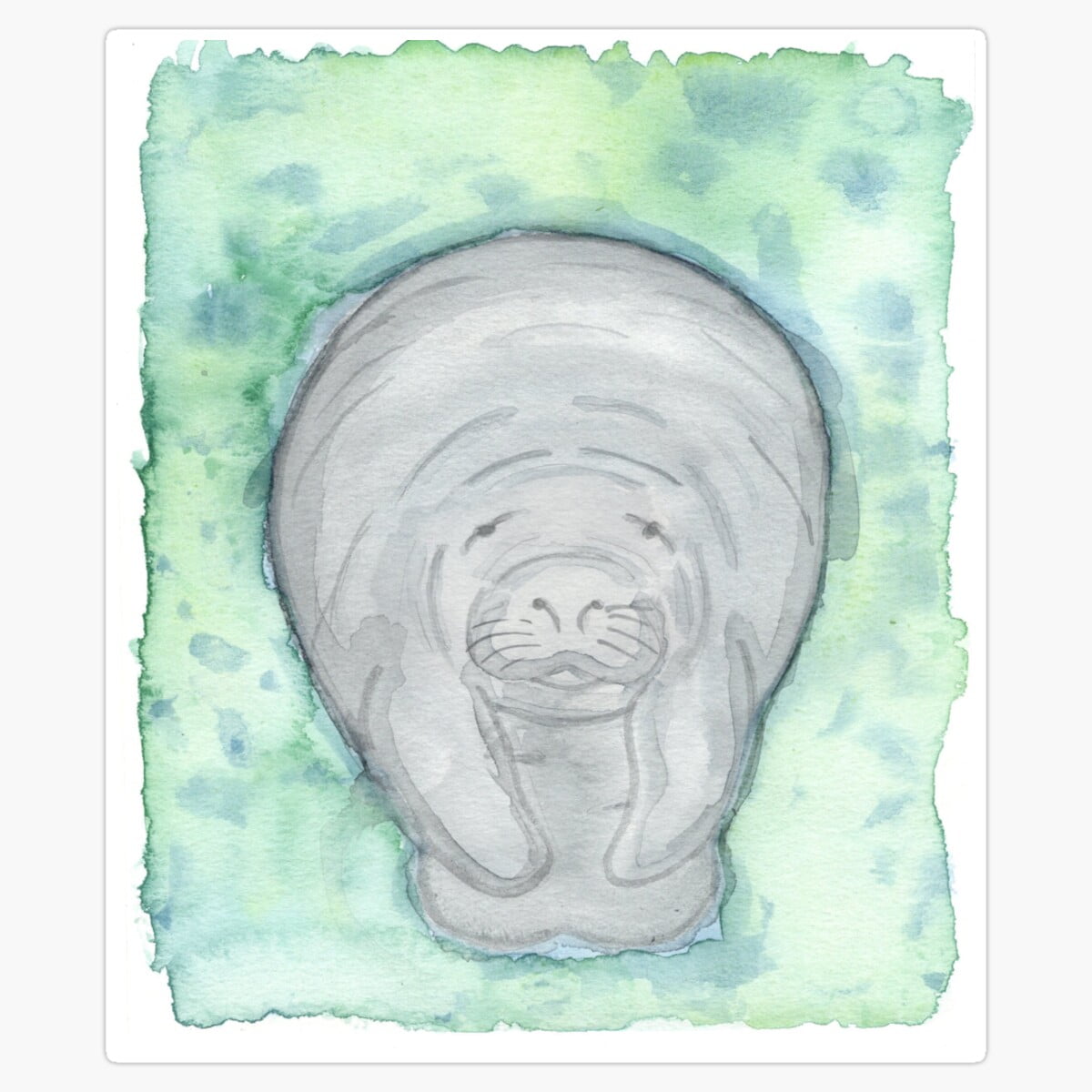 Maneki Manatee Watercolor Er, Phone Decal Water Bottle Stickers Car ...