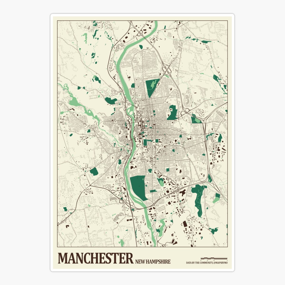 Maneki Manchester Street Map Sticker, Phone Decal Water Bottle Stickers ...
