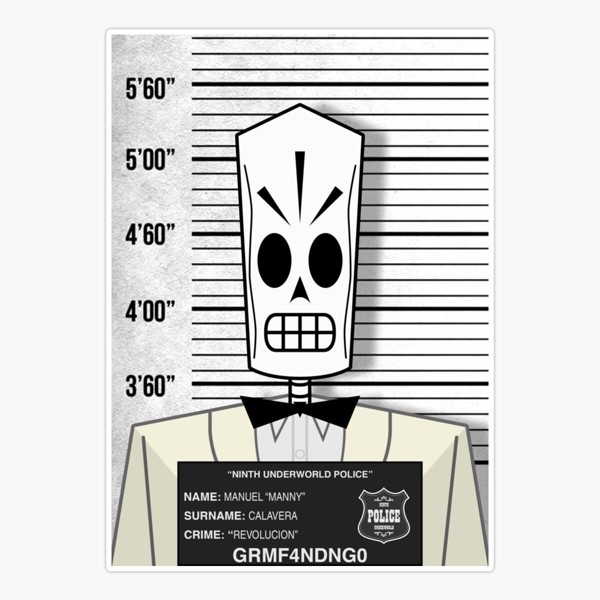 Maneki Manuel Manny Calavera - Jailed Er, Phone Decal Water Bottle ...