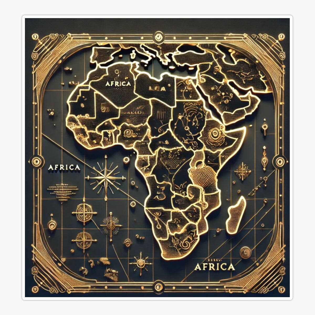 Maneki Map O Arica, Vintage Sticker, Phone Decal Water Bottle Stickers ...