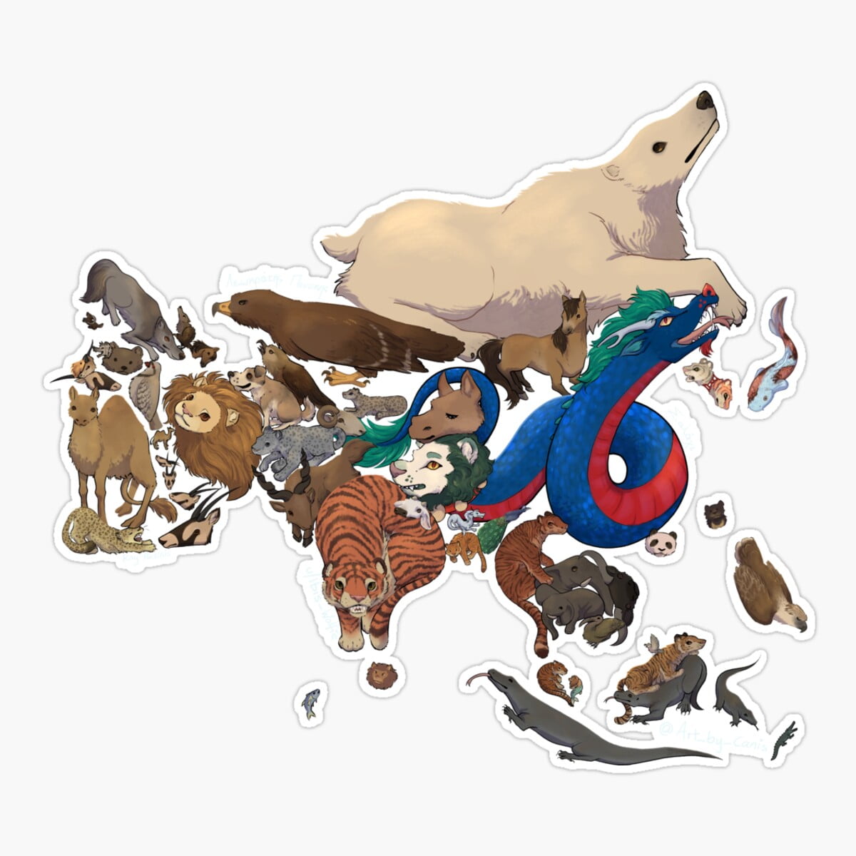 Maneki Map O Asia’S National Animals (Transparent) Sticker, Phone Decal ...