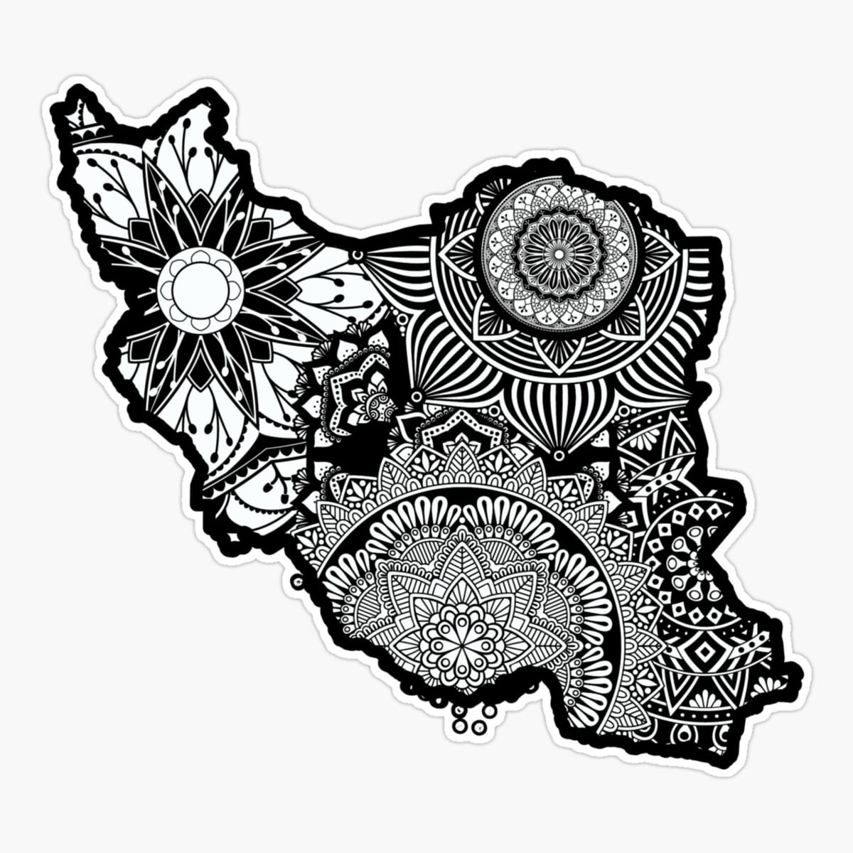 Maneki Map O Iran Sticker, Phone Decal Water Bottle Stickers Car Decals ...