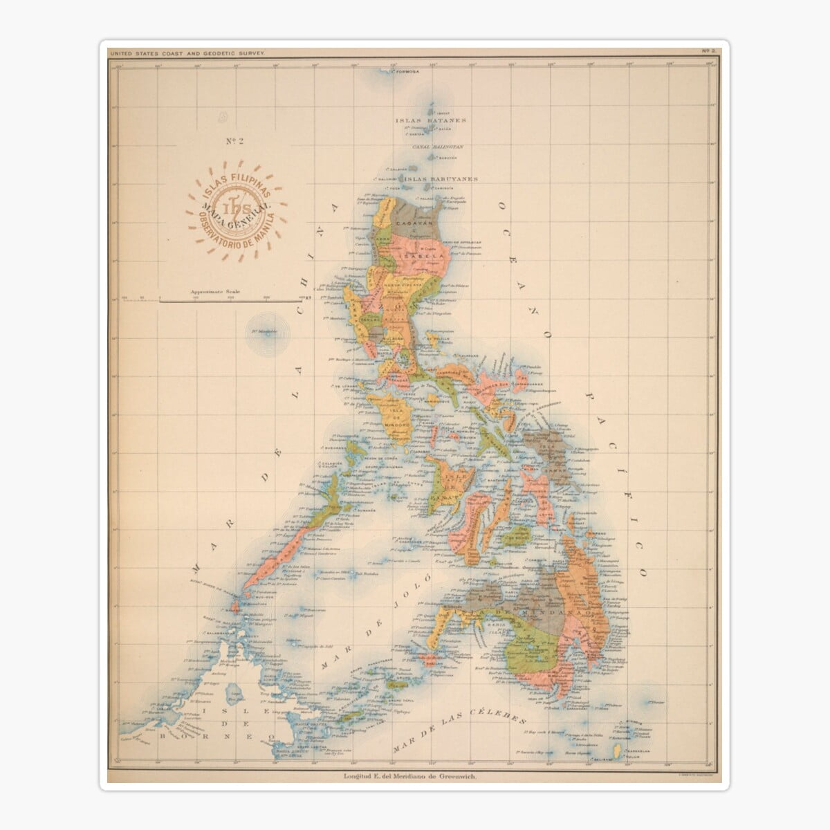 Maneki Map O Philippine Archipelago Sticker, Phone Decal Water Bottle ...