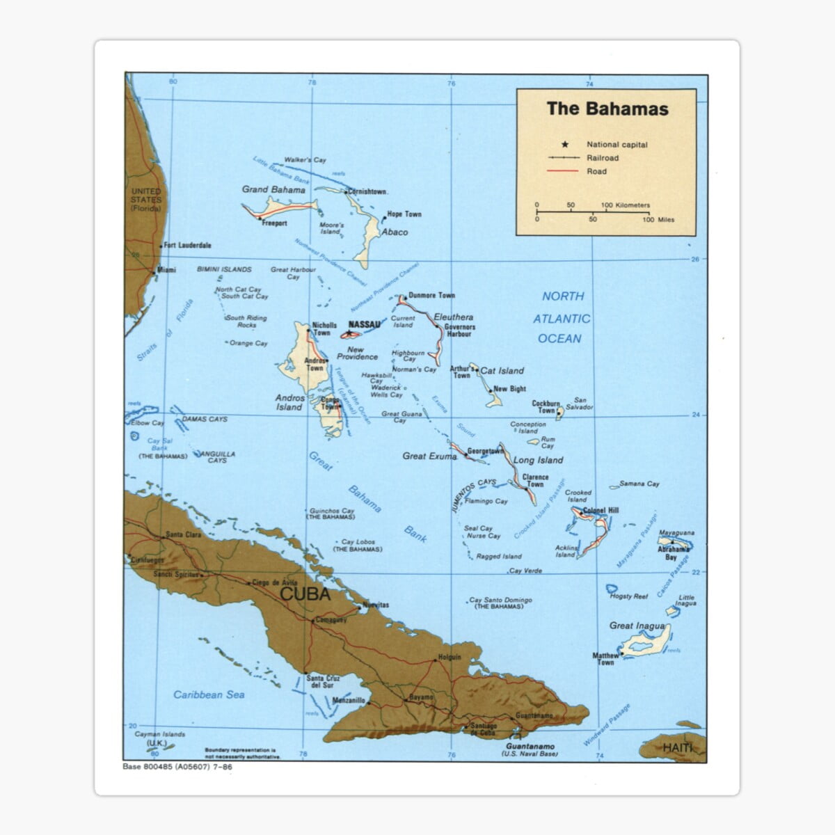 Maneki Map O The Bahamas (1986) Sticker, Phone Decal Water Bottle ...