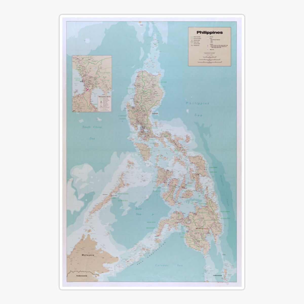 Maneki Map O The Philippines (1990) Sticker, Phone Decal Water Bottle ...
