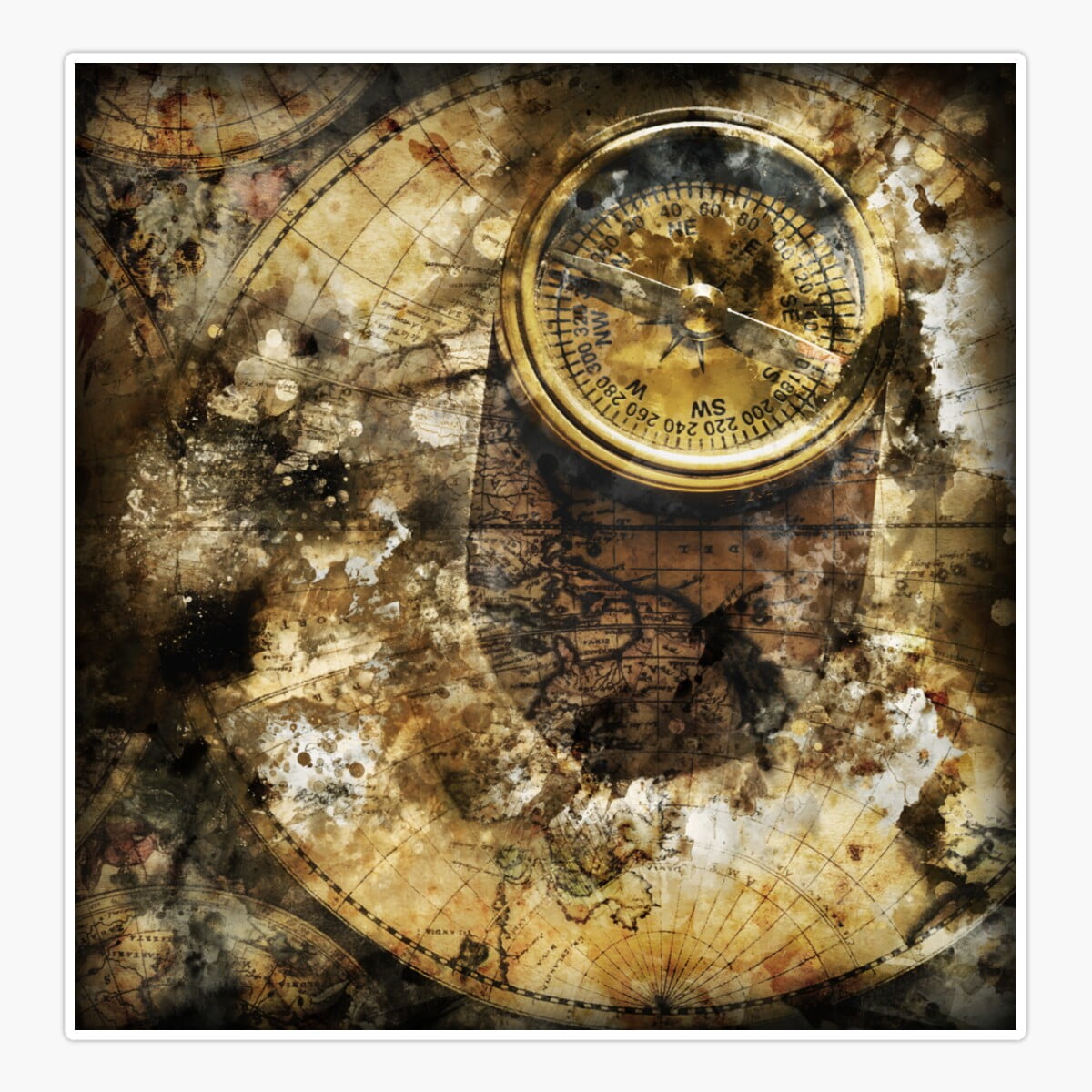 Maneki Map With Comp Sticker, Phone Decal Water Bottle Stickers Car ...