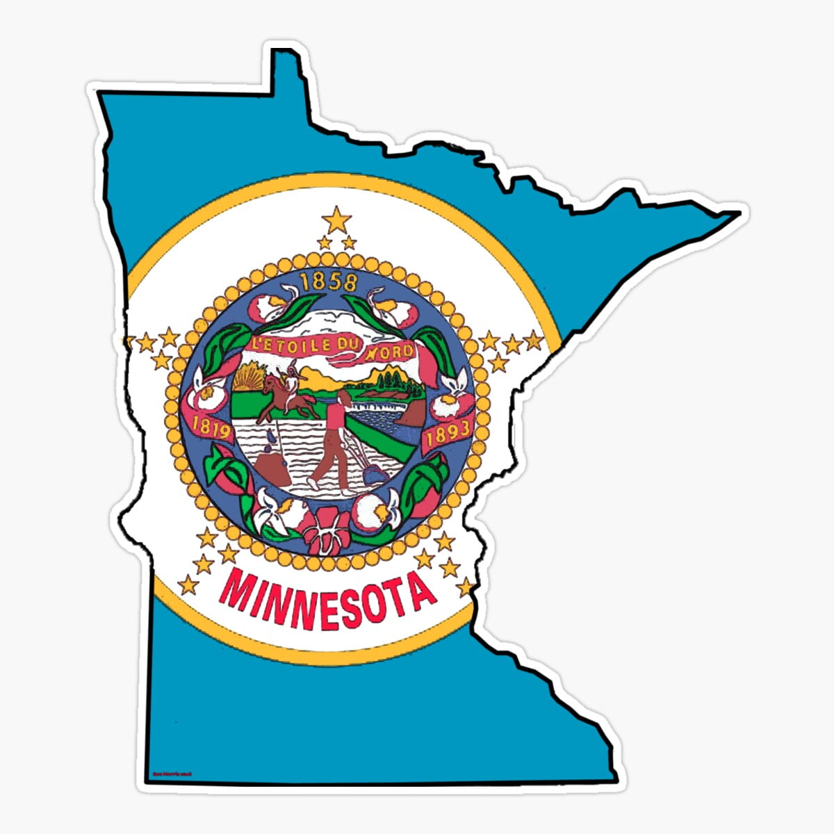 Maneki Map With State Lag Sticker, Phone Decal Water Bottle Stickers ...