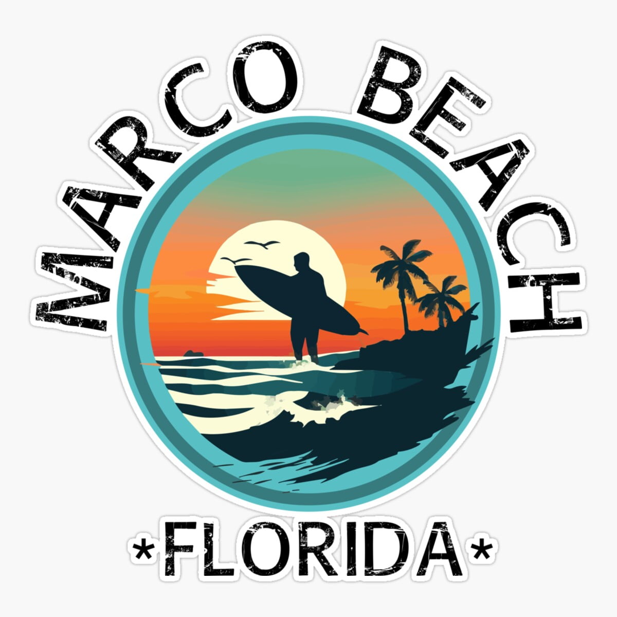 Maneki Marco Beach - Lorida (With Black Lettering) Sticker, Phone Decal ...
