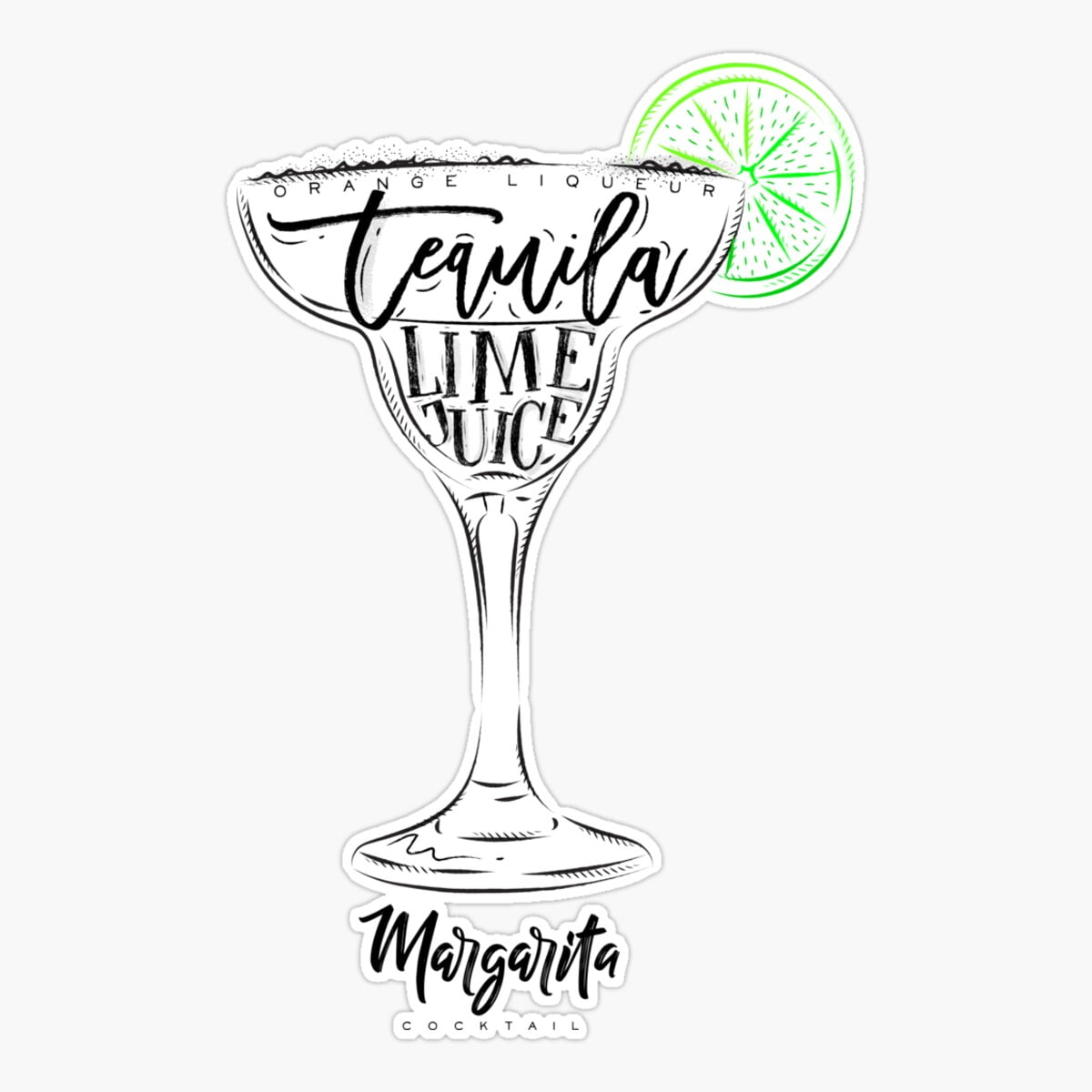 Maneki Margarita Cocktail Recipe Sticker, Phone Decal Water Bottle ...