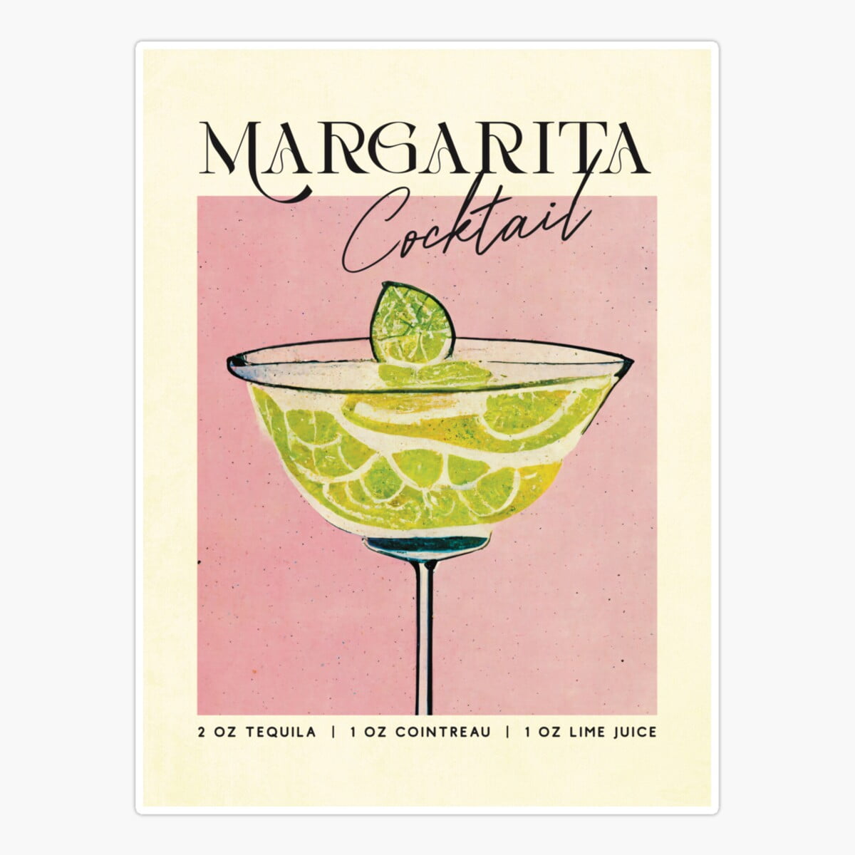 Maneki Margarita Retro Cocktail Poster Clic Recipe Bar Prints, Vintage ...