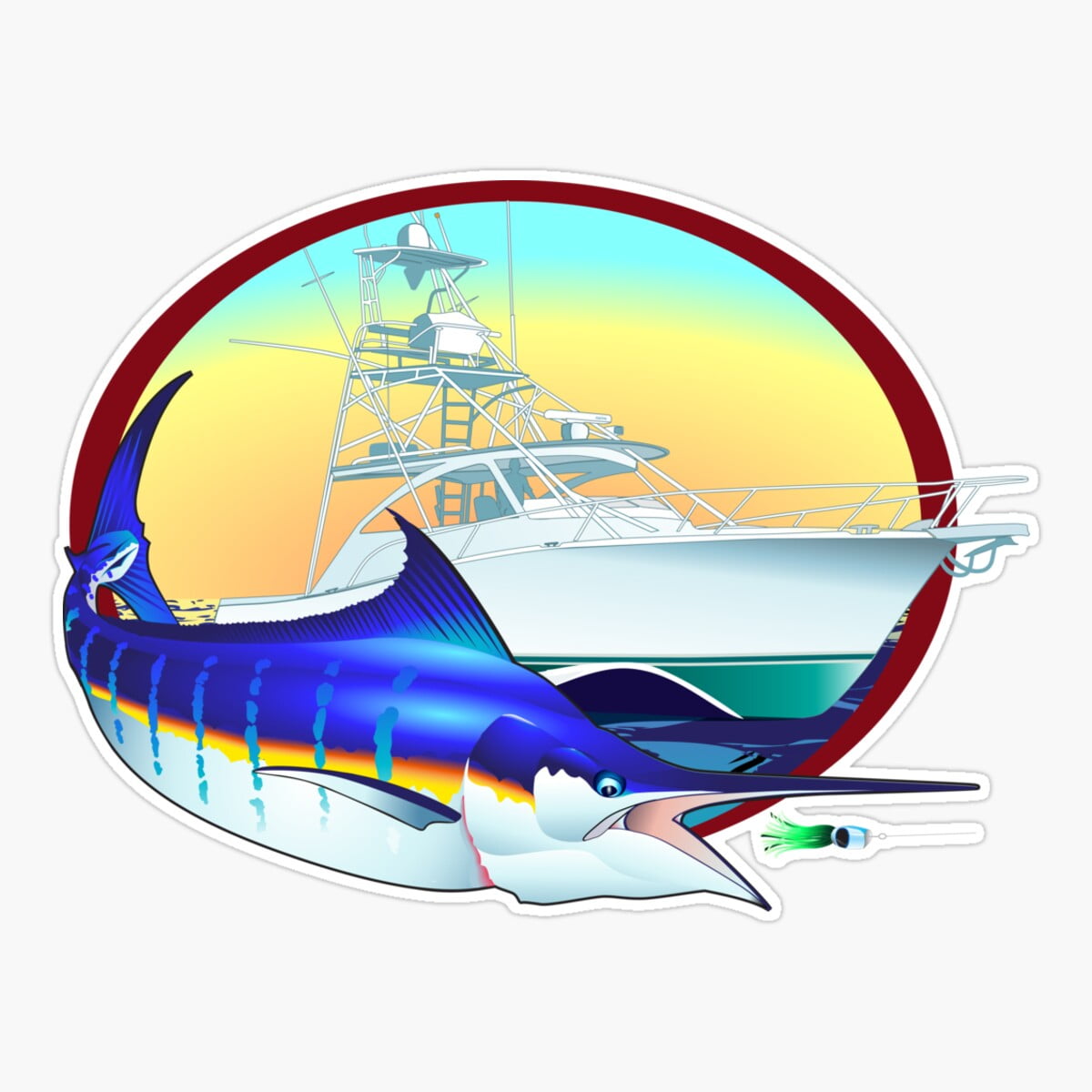 Maneki Marlin Boat Lure Er, Phone Decal Water Bottle Stickers Car ...