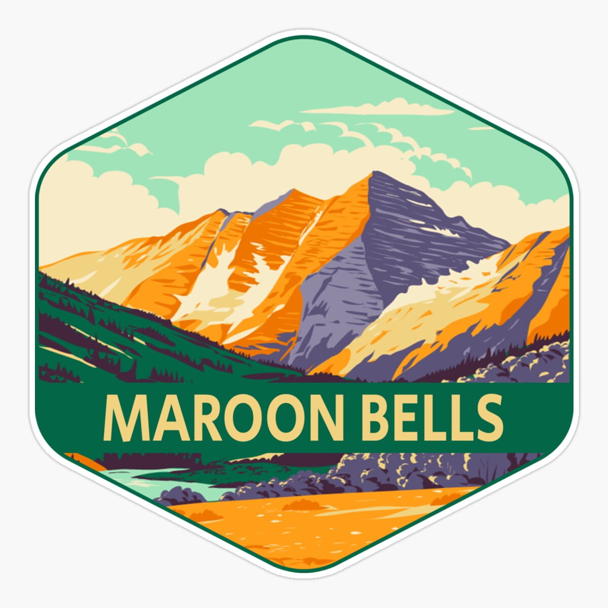 Maneki Maroon Bells Colorado Mountain Souvenir Sticker, Phone Decal ...