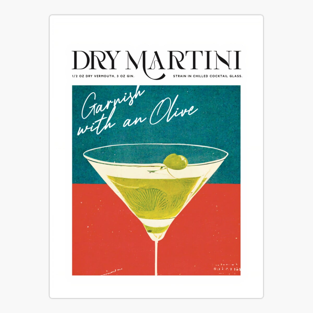 Maneki Martini Retro Cocktail Poster With Olive Bar Prints, Vintage ...