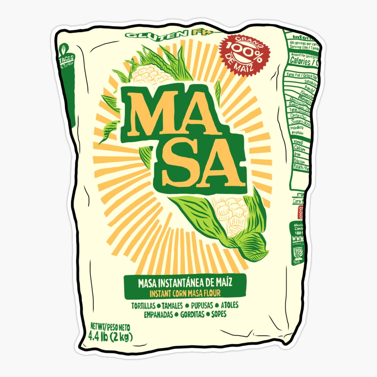 Maneki Masa Harina Tortilla Bag Sticker, Phone Decal Water Bottle ...