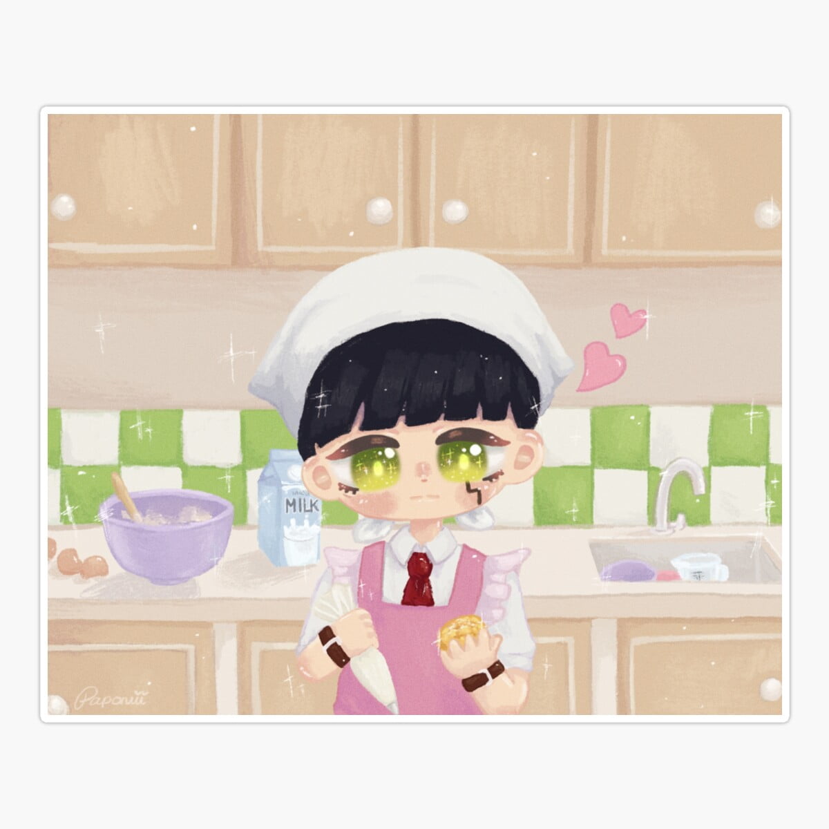 Maneki Mash Baking Cream Pu Sticker, Phone Decal Water Bottle Stickers ...