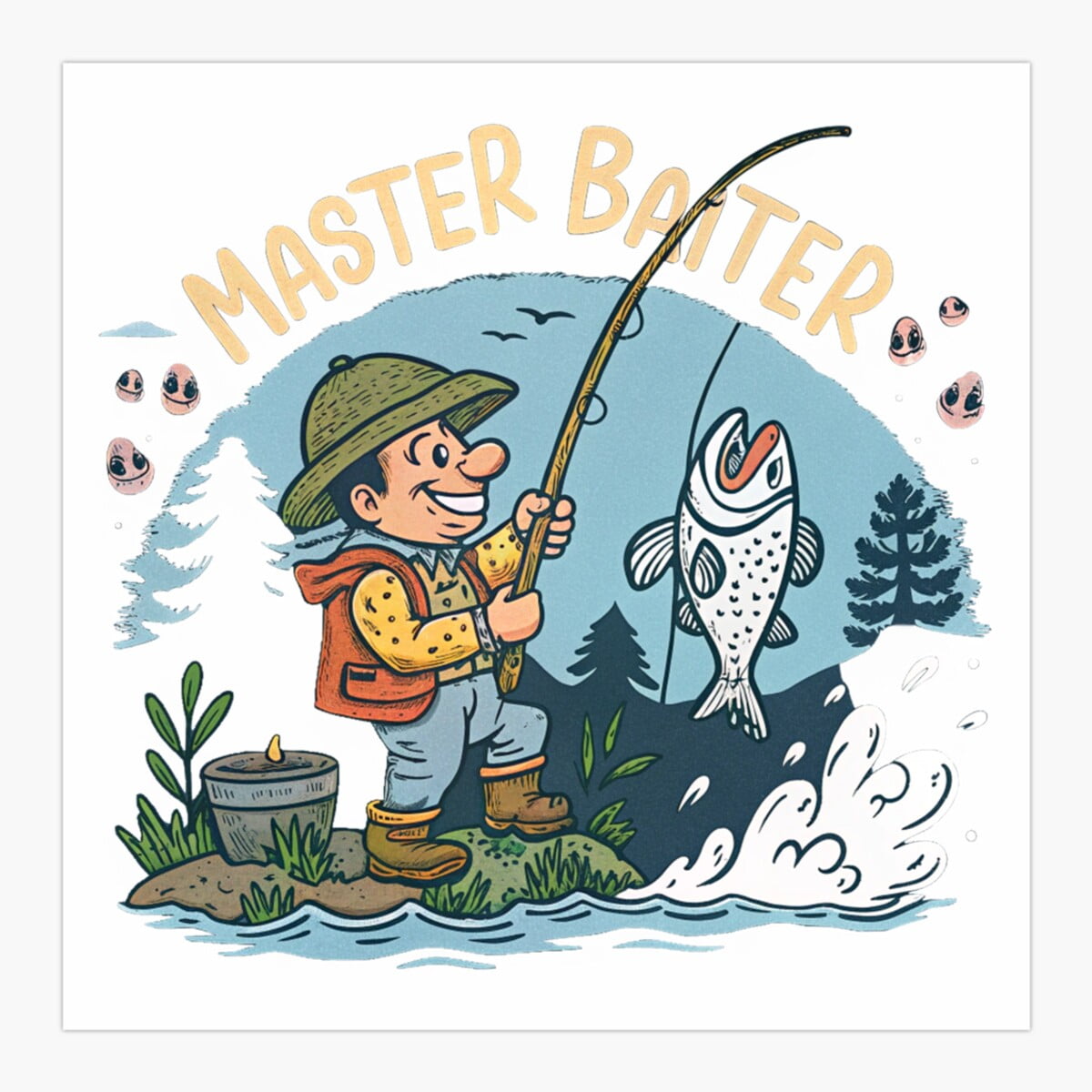 Maneki Master Baiter Unny Ishing Pun T-Shirt Er, Phone Decal Water ...